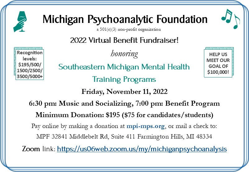 38th Annual MPF Benefit - Michigan Psychoanalytic Institute and Society
